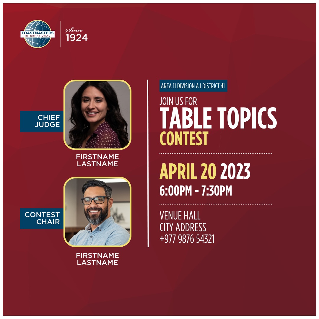 Contest Templates – District 41 Toastmasters